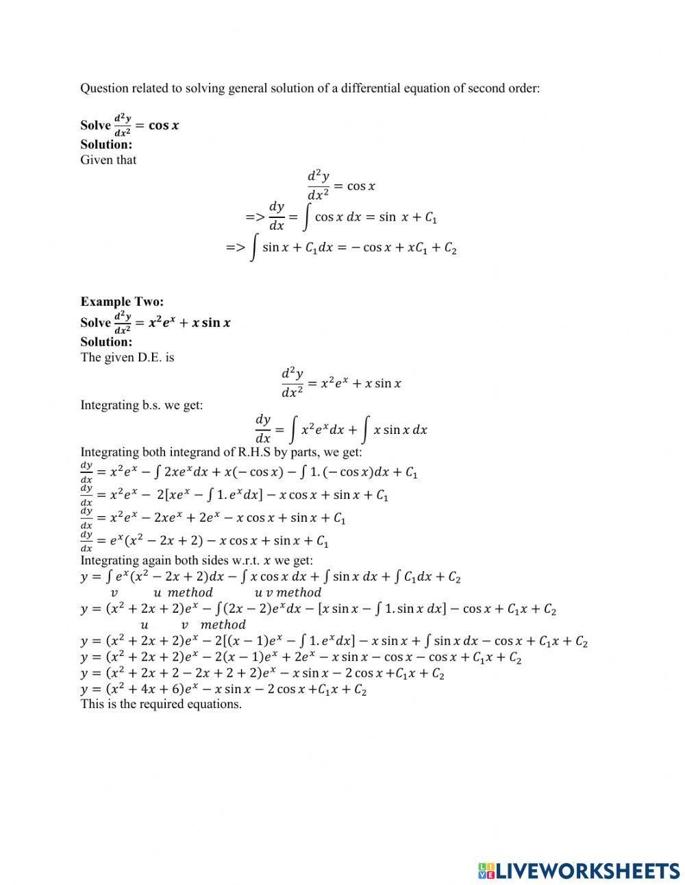 Mastering Differential Equations: A Comprehensive Worksheet Mastering Differential Equations: A Comprehensive Worksheet