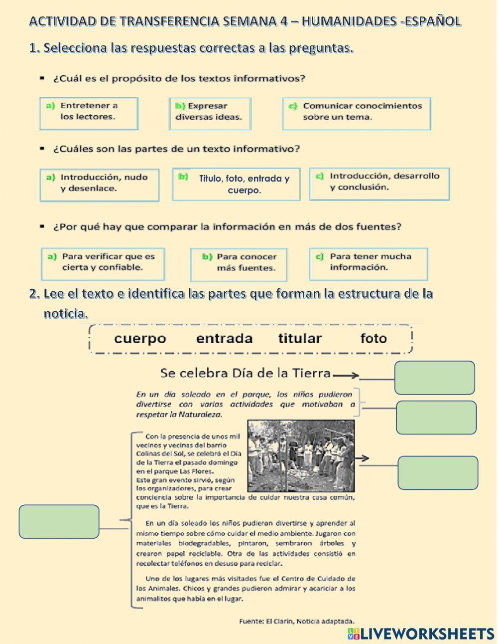 Texto Informativo Y Sus Partes Worksheet Texto Informativo T Texto Informativo Y Sus Partes Worksheet Texto Informativo T