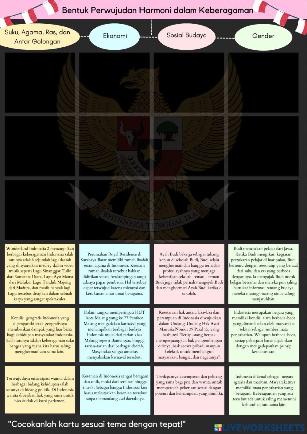 Bentuk Perwujudan Harmoni dalam Keberagaman interactive worksheet ...