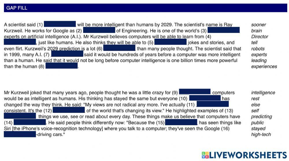 AI Reading | Free Interactive Worksheets | 2288223