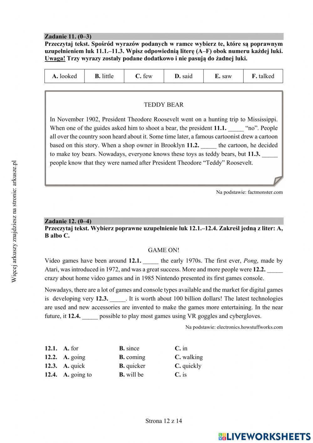 E8 2017 mock exam worksheet | Live Worksheets