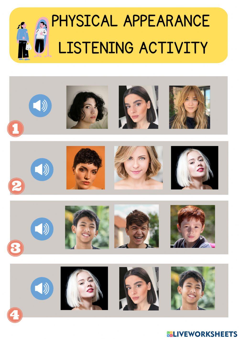 2288675 | Physical appearance listening activity | María 2288675 | Physical appearance listening activity | María