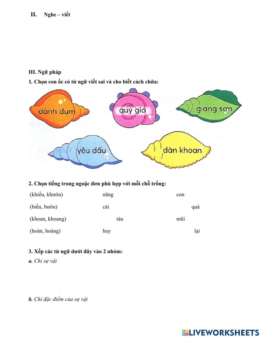 Vietnamese exercise for 2 | Live Worksheets