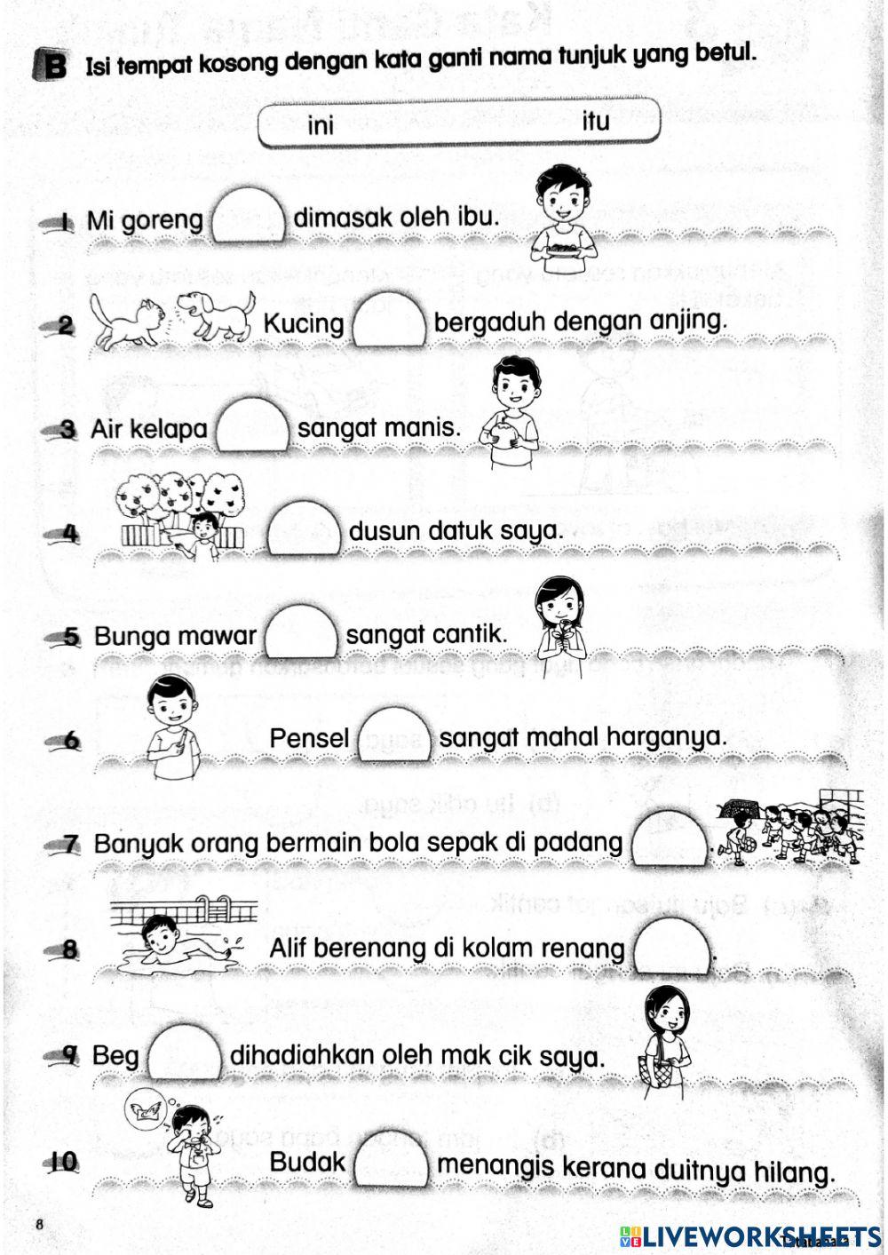 Kata Ganti Nama Tunjuk online activity | Live Worksheets