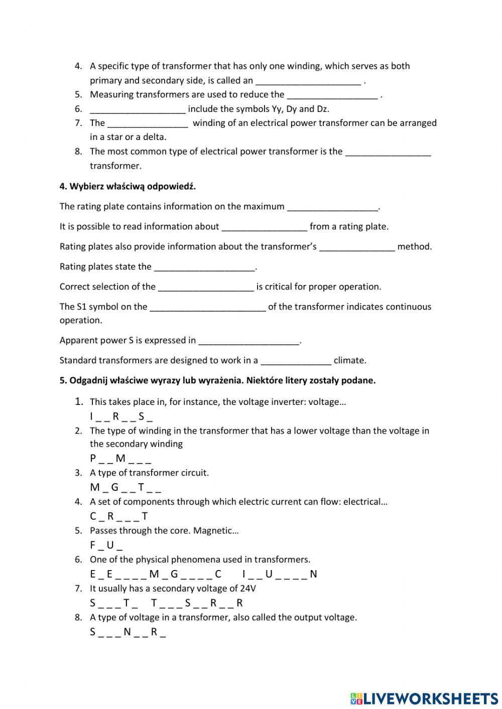 Electrician tes… | Free Interactive Worksheets | 2305981