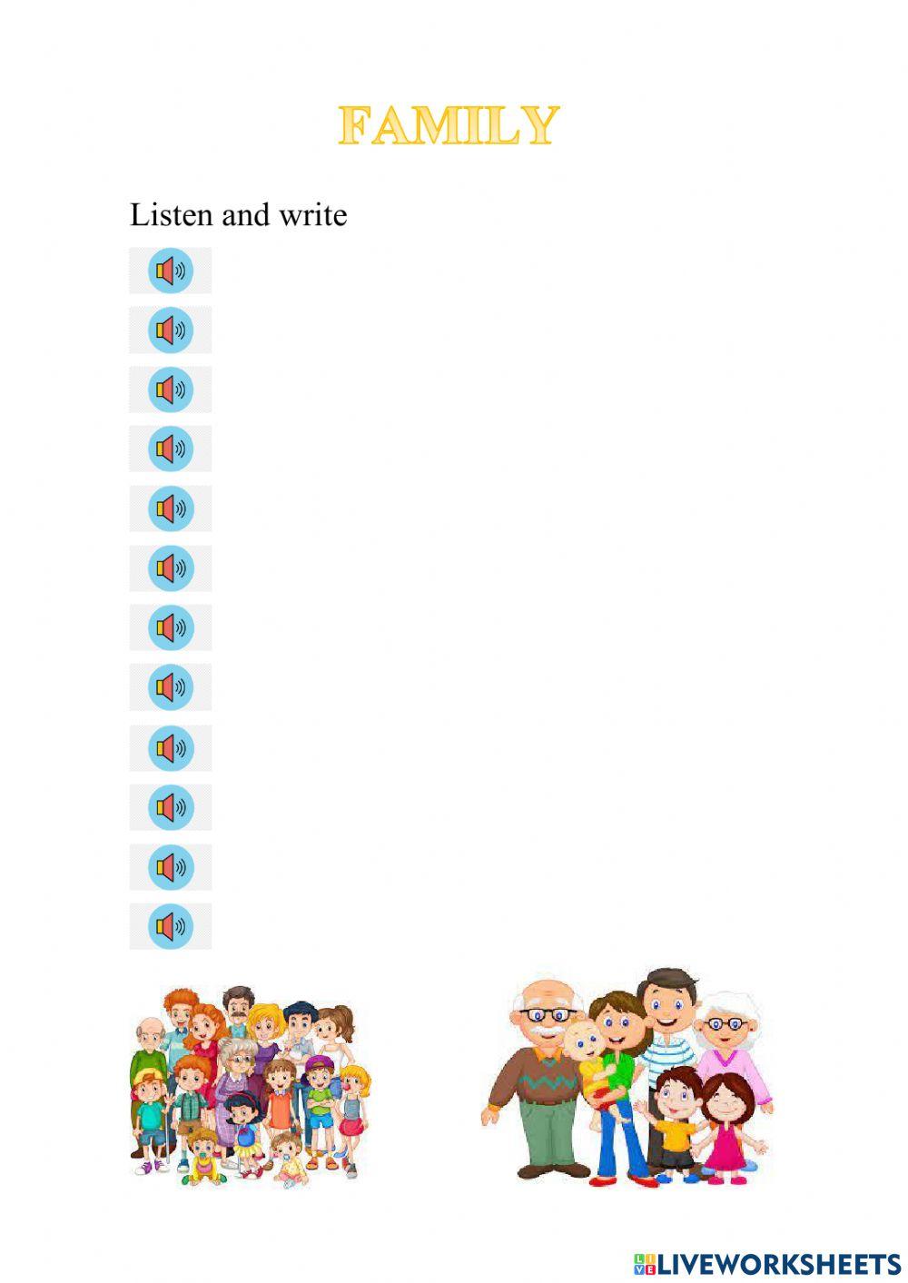 Family online exercise for 5 | Live Worksheets