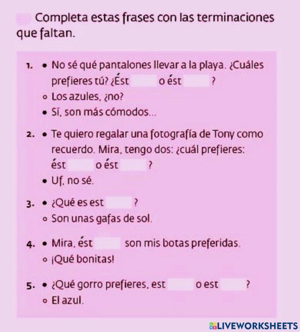 A1 Terminacione… | Free Interactive Worksheets | 2306244