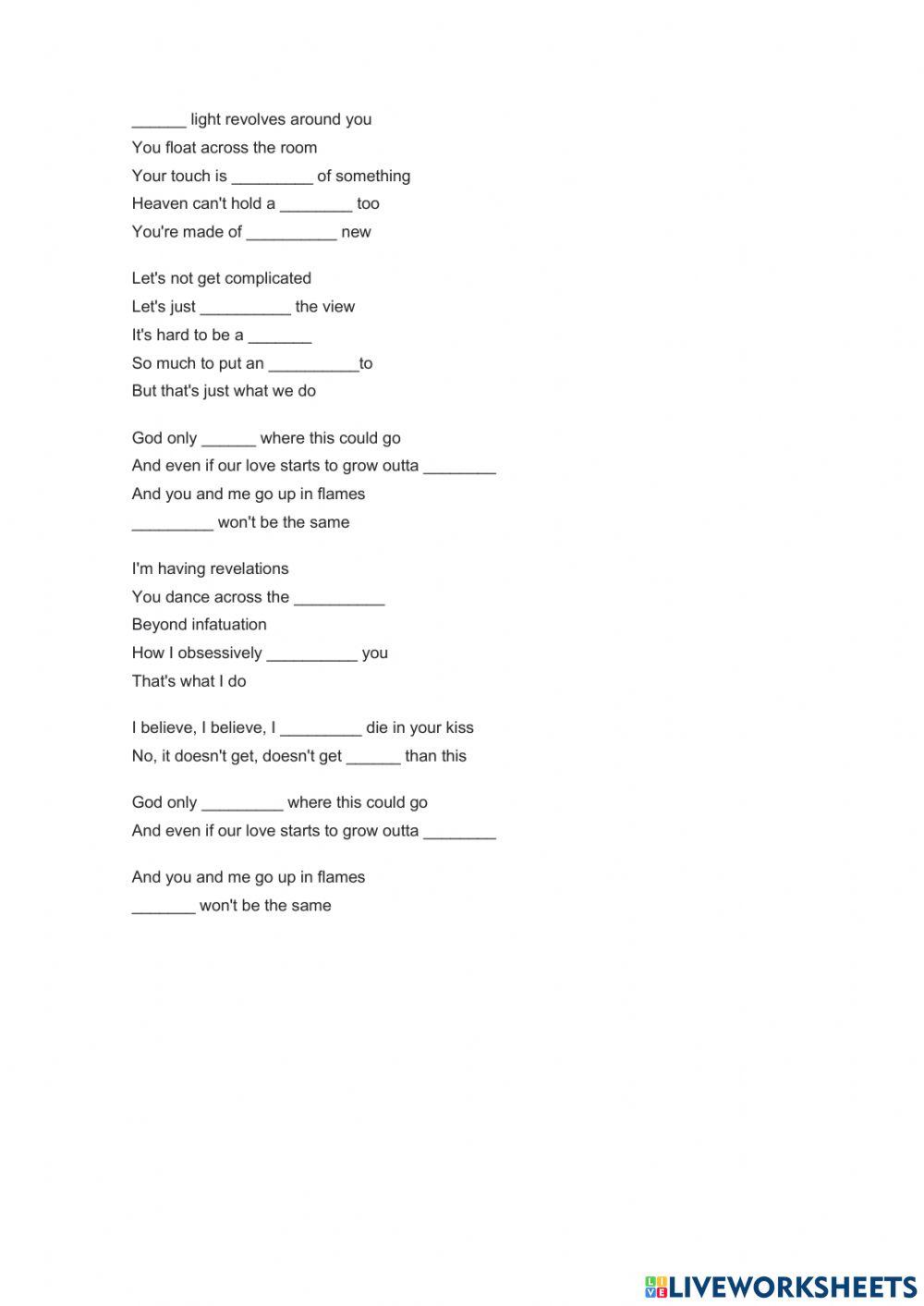 Listening song online worksheet | Live Worksheets