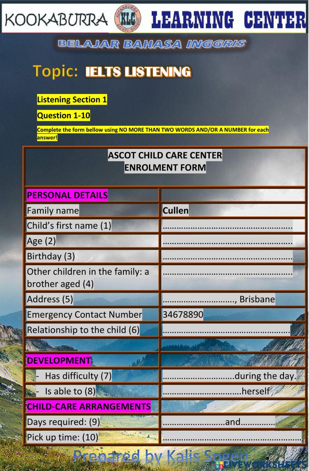 Ielts listening… | Free Interactive Worksheets | 2314463