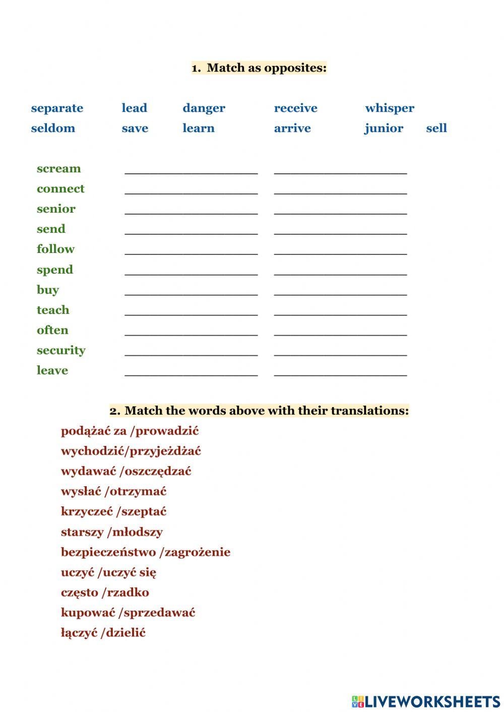 Vocabulary practice online exercise for A2-B1 | Live Worksheets