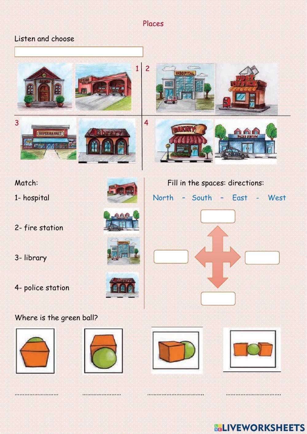Places in my town online pdf exercise | Live Worksheets