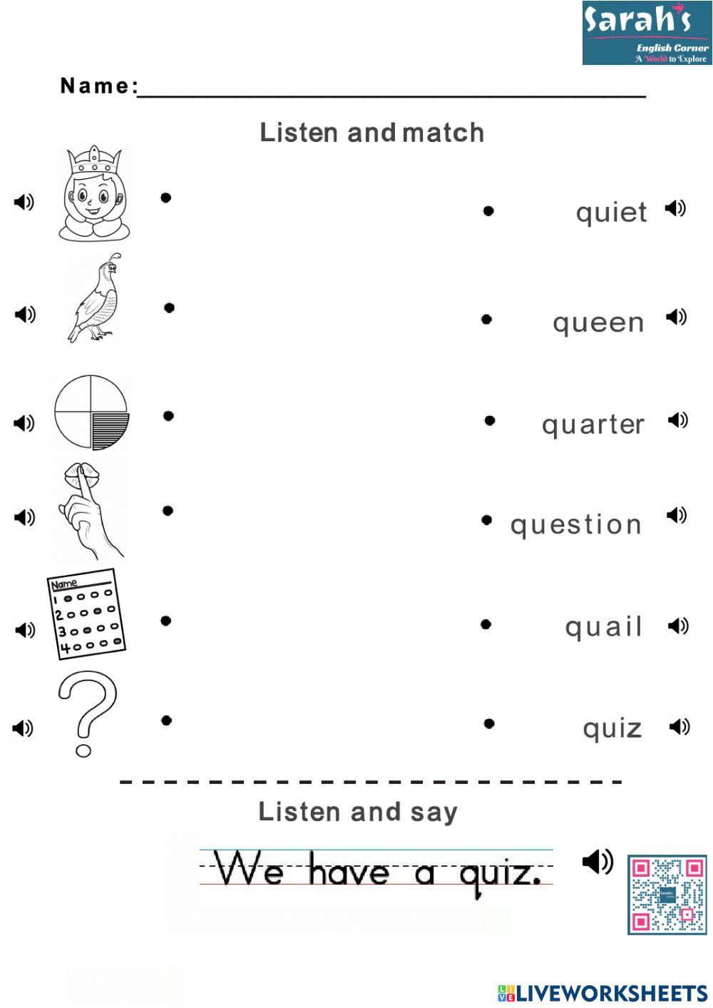Phonics Qq activity | Live Worksheets