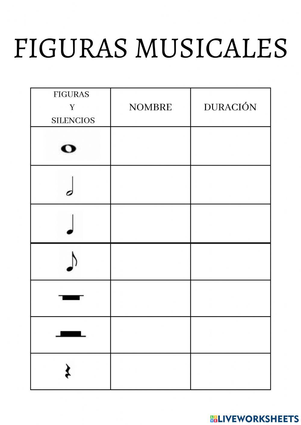 Figuras musicales interactive worksheet for 1 de primaria | Live Worksheets