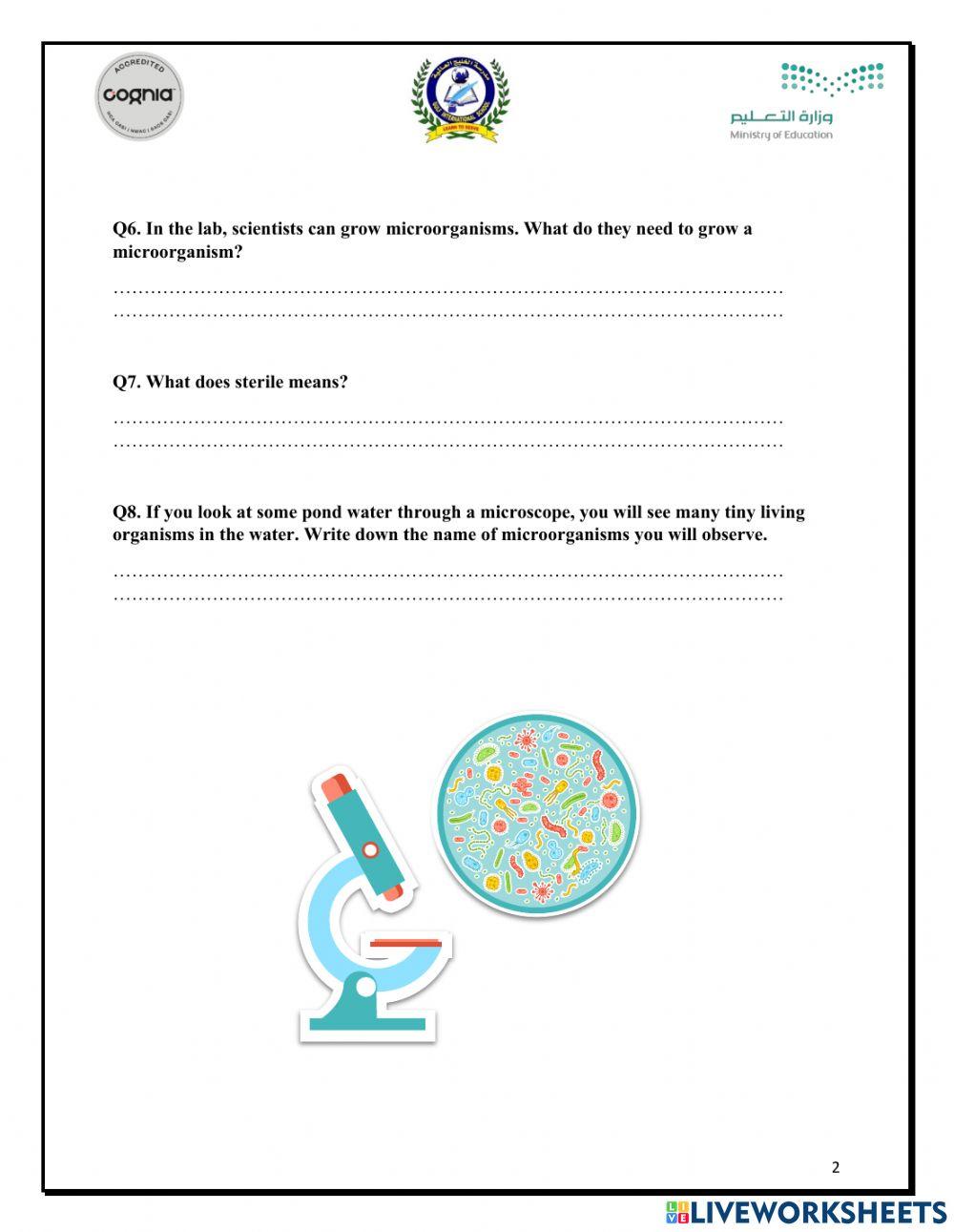 7.1 Microorganisms Worksheet online exercise for | Live Worksheets