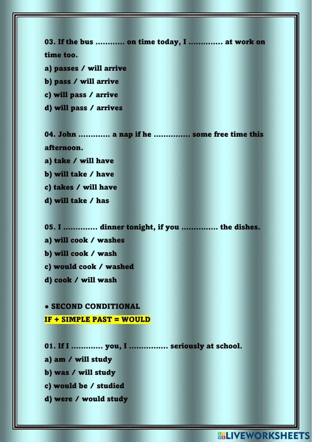 Conditionals | Free Interactive Worksheets | 2315232