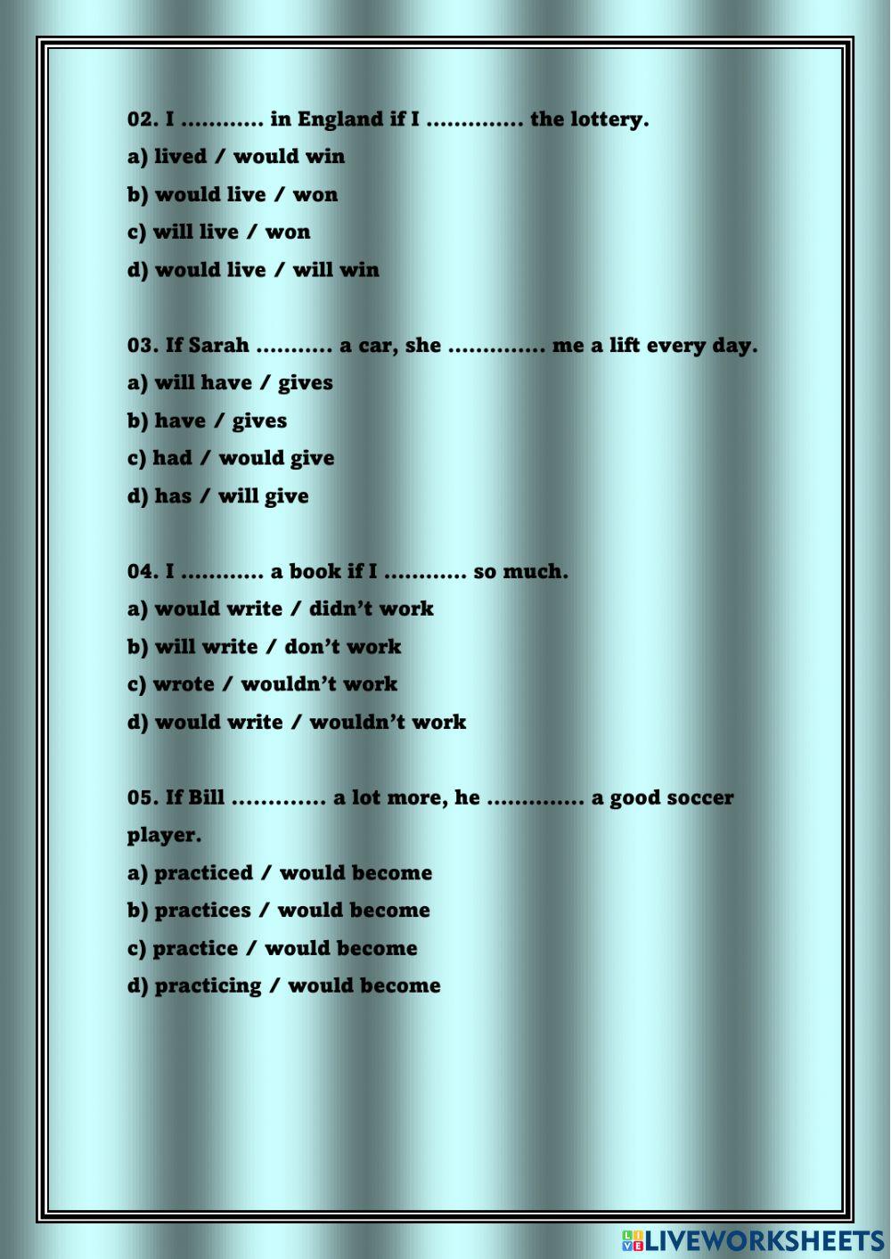 Conditionals | Free Interactive Worksheets | 2315232