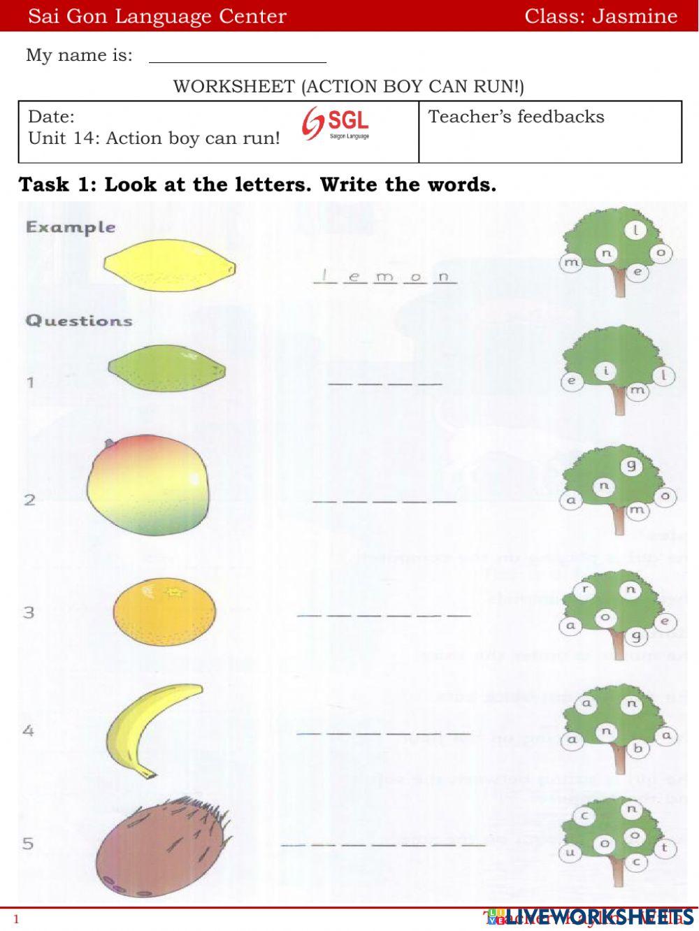 Action boy can run! English as a Second Language (ESL) worksheet | Live ...