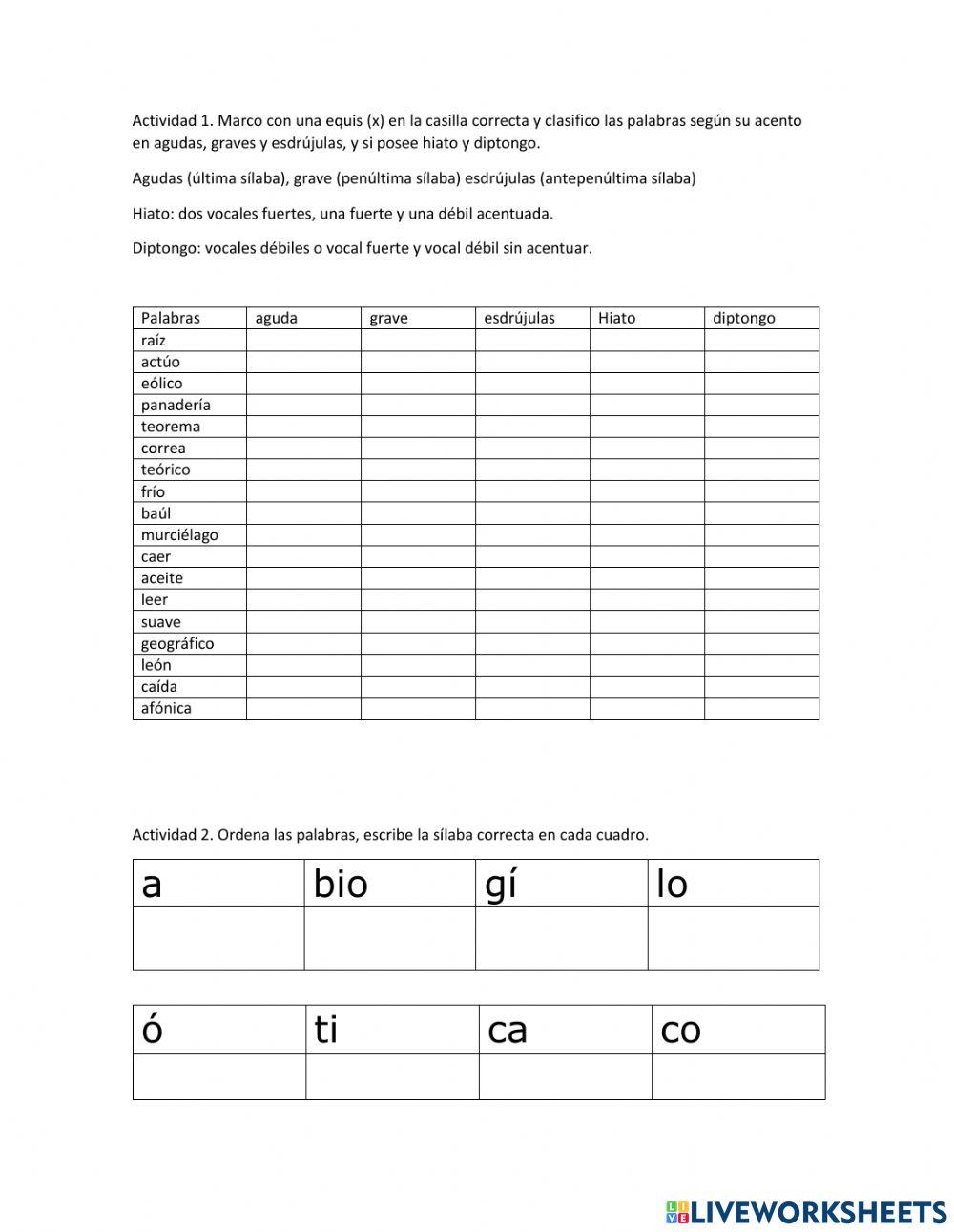 Acentos 2315363 | Kia_01 | Live Worksheets