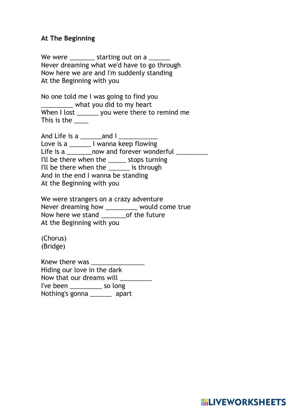 At the beginning | Free Interactive Worksheets | 2315550