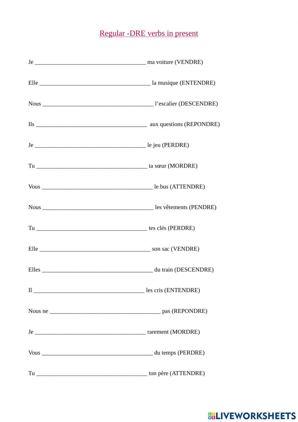 Regular DRE ver… | Free Interactive Worksheets | 2315627