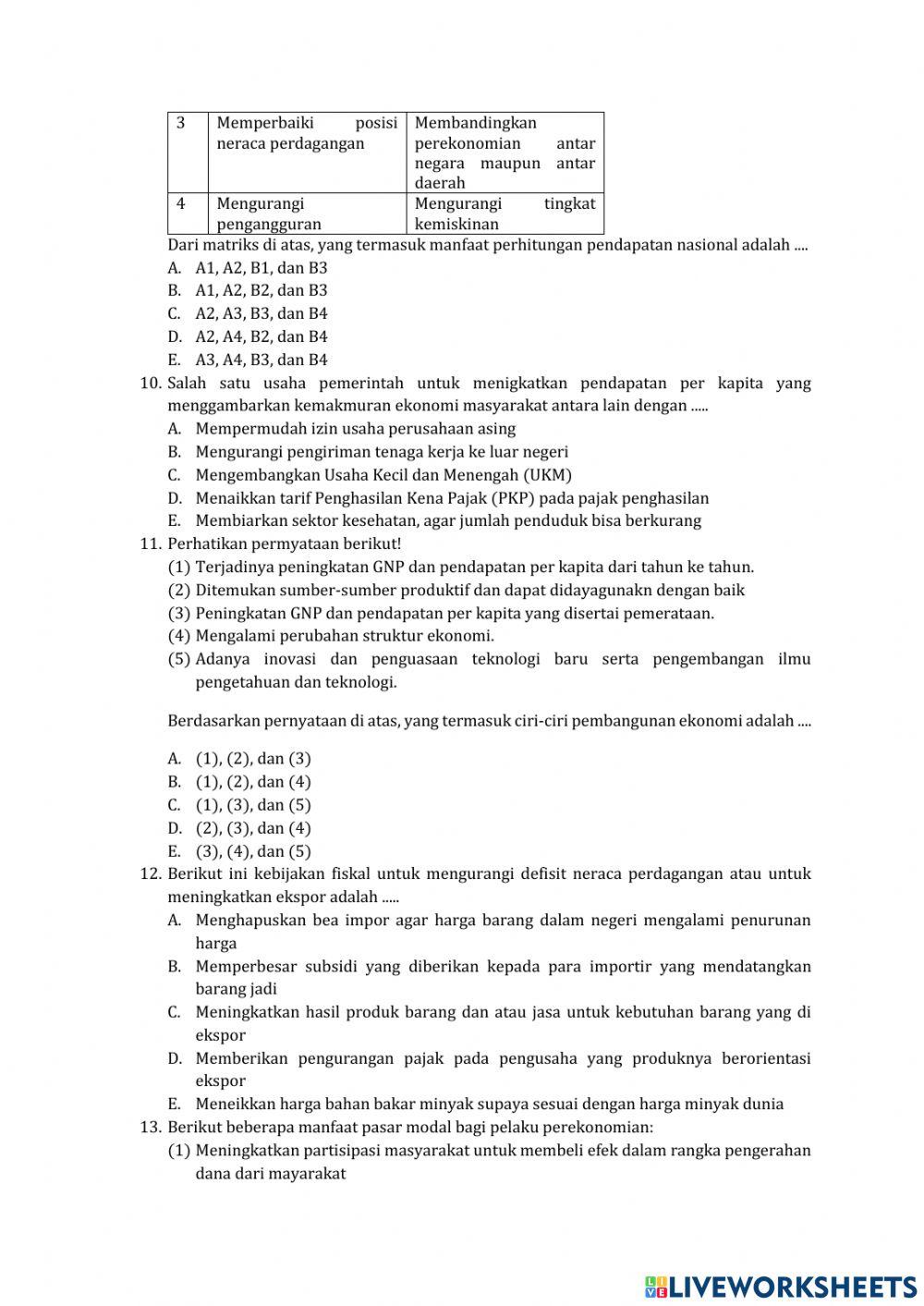 Sas Ekonomi activity | Live Worksheets