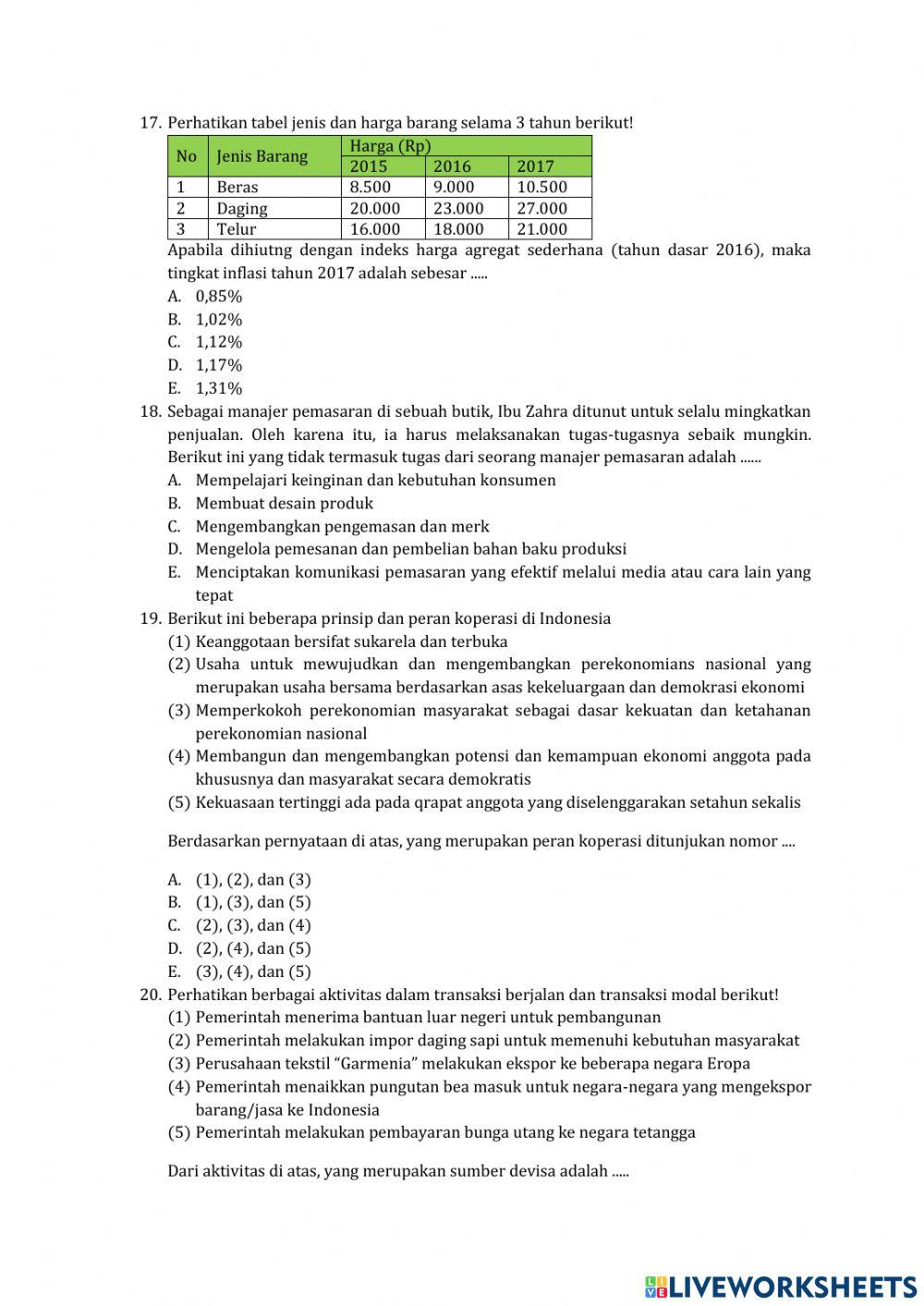 Sas Ekonomi activity | Live Worksheets