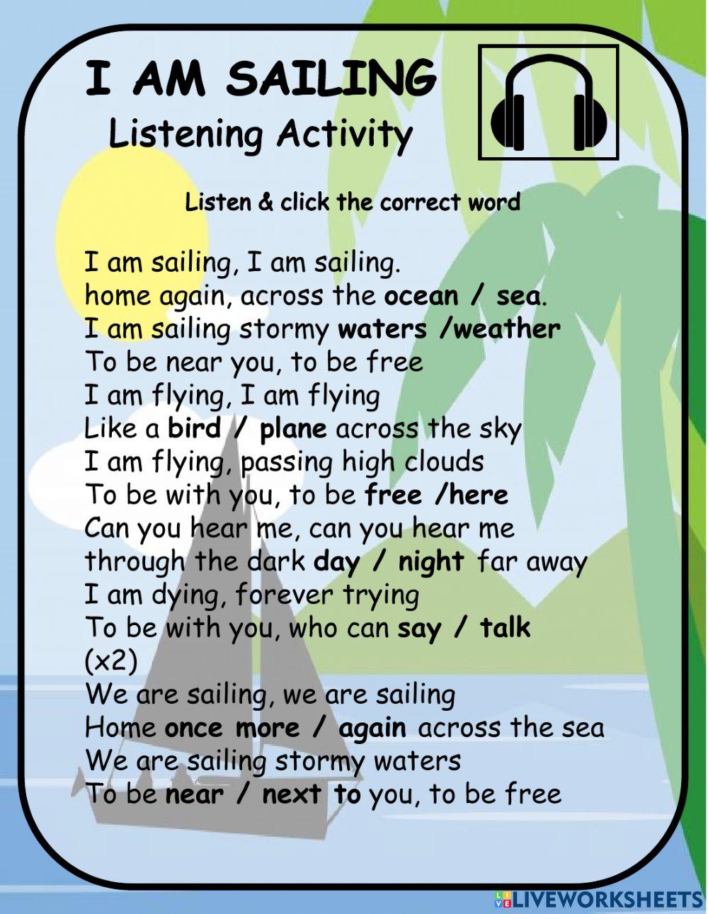 I am Sailing So… | Free Interactive Worksheets | 2315697