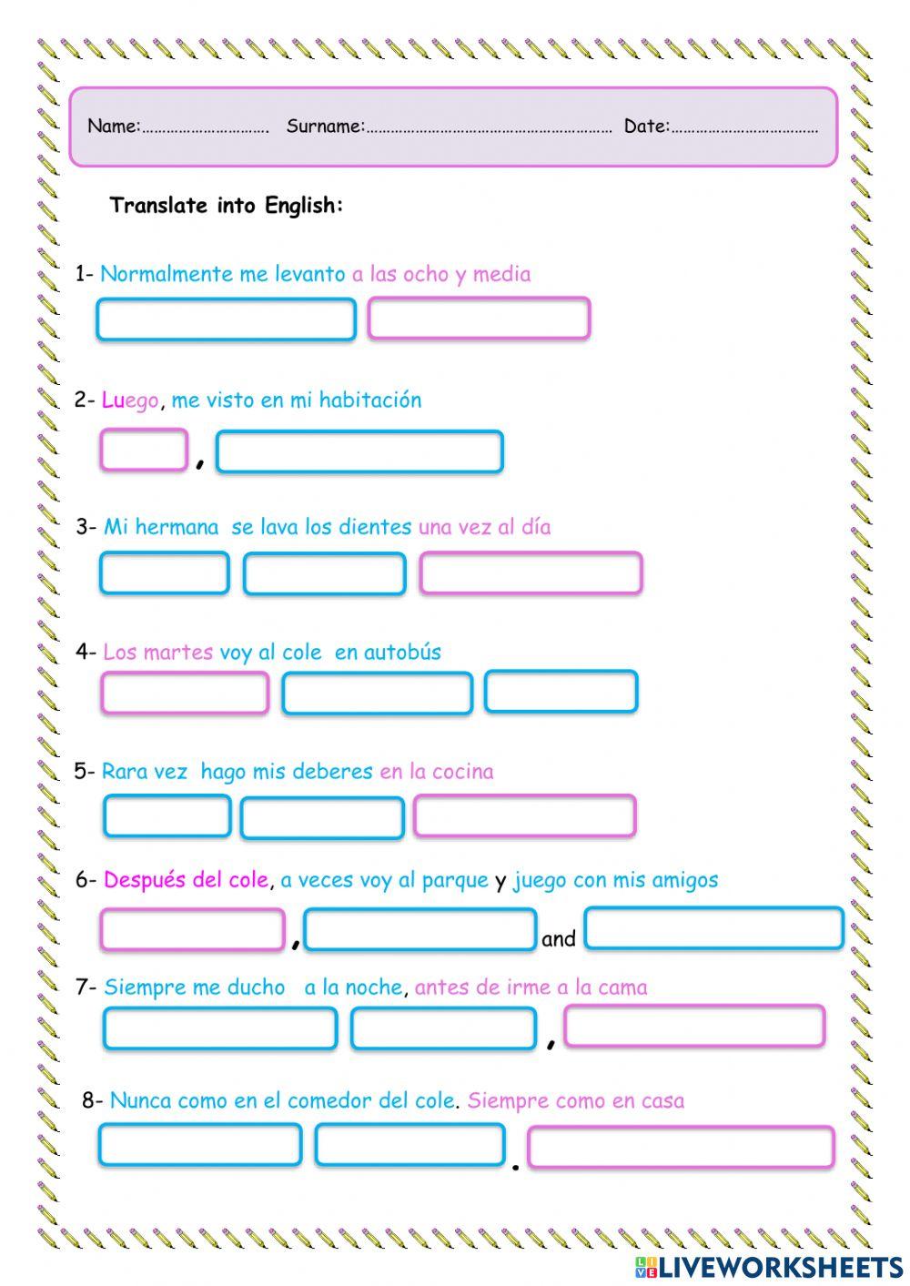 Daily Routines Test interactive worksheet | Live Worksheets
