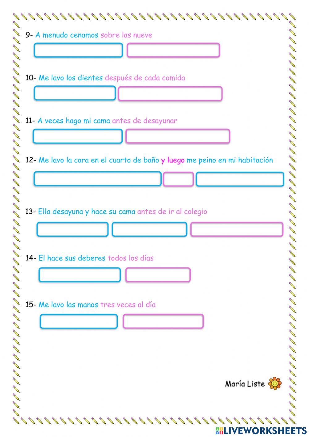 Daily Routines Test interactive worksheet | Live Worksheets