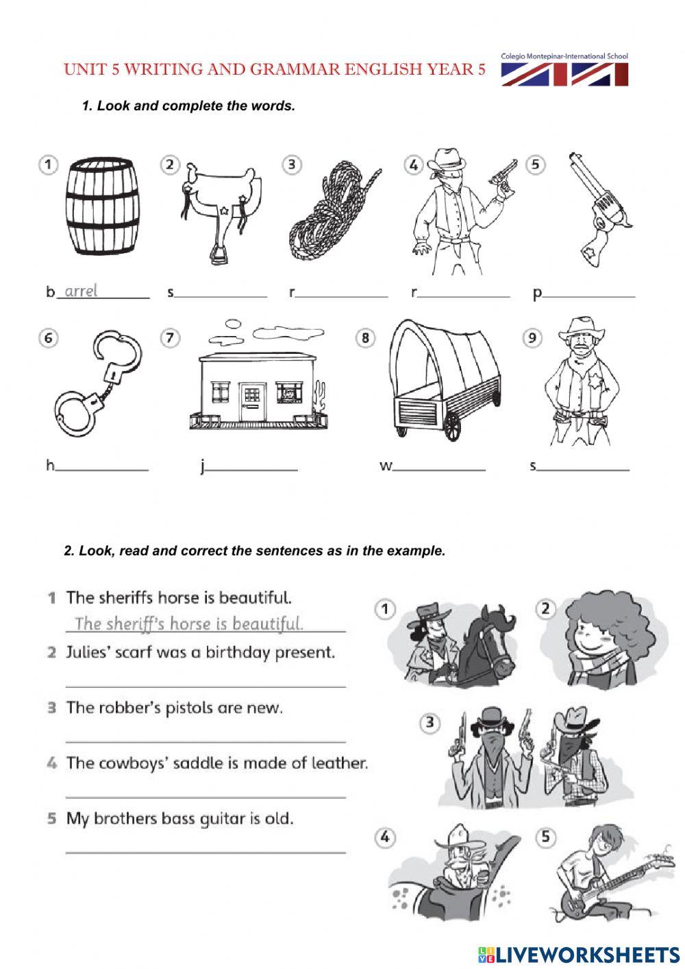 Gramma and Vocabulary Unit 5 Y5 worksheet | Live Worksheets