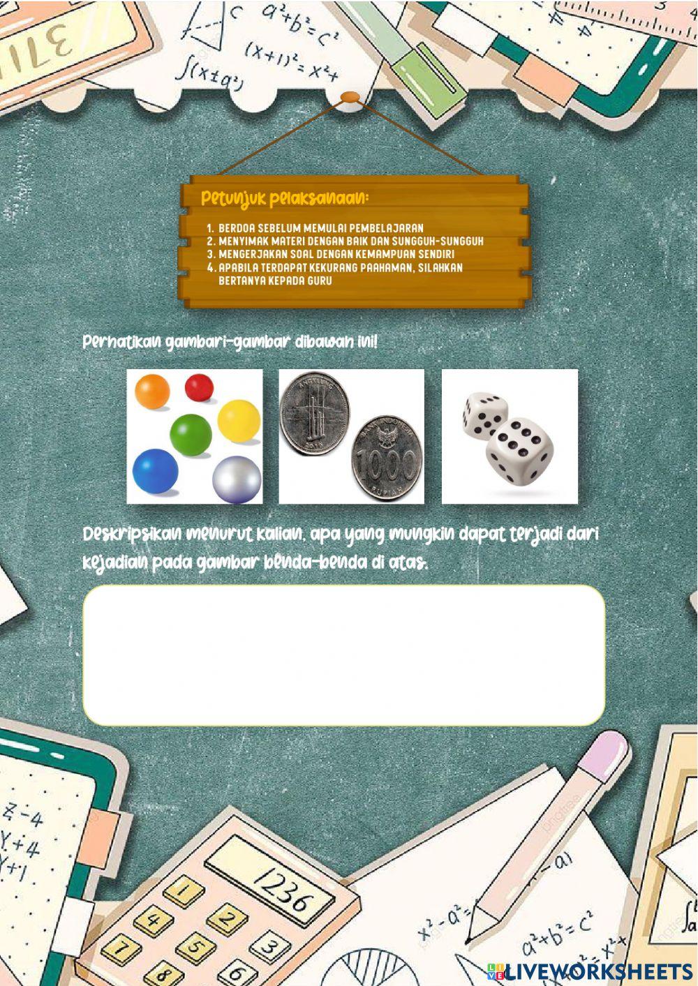 Peluang: Kelas 8 | Free Interactive Worksheets | 2316133