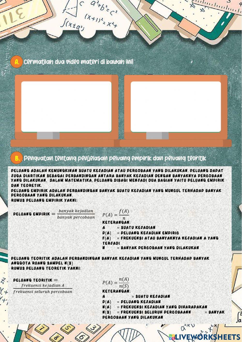 Peluang: Kelas 8 | Free Interactive Worksheets | 2316133