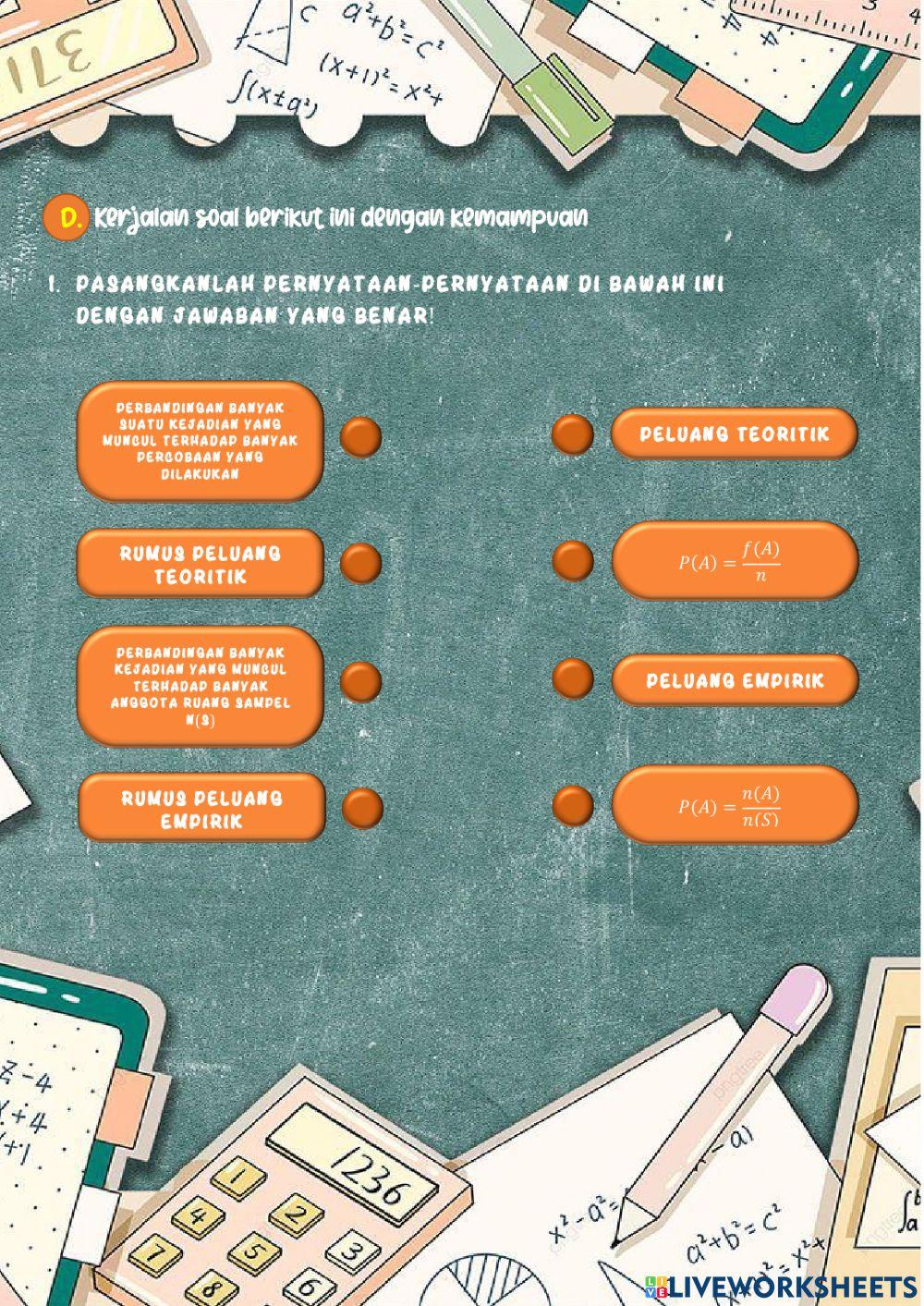 Peluang: Kelas 8 | Free Interactive Worksheets | 2316133