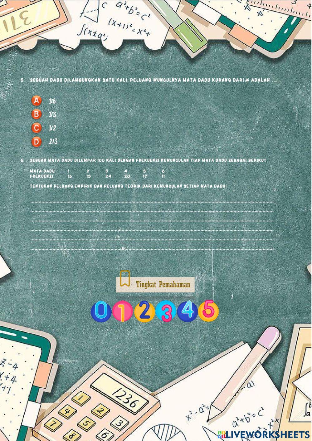 Peluang: Kelas 8 | Free Interactive Worksheets | 2316133