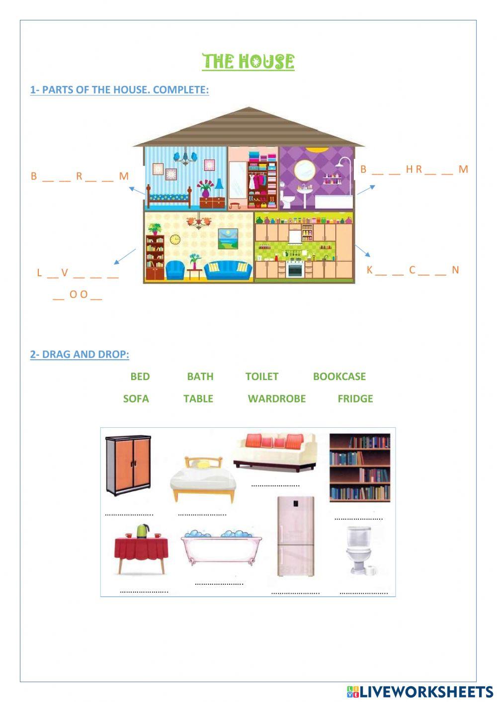 The house activity for 4to | Live Worksheets
