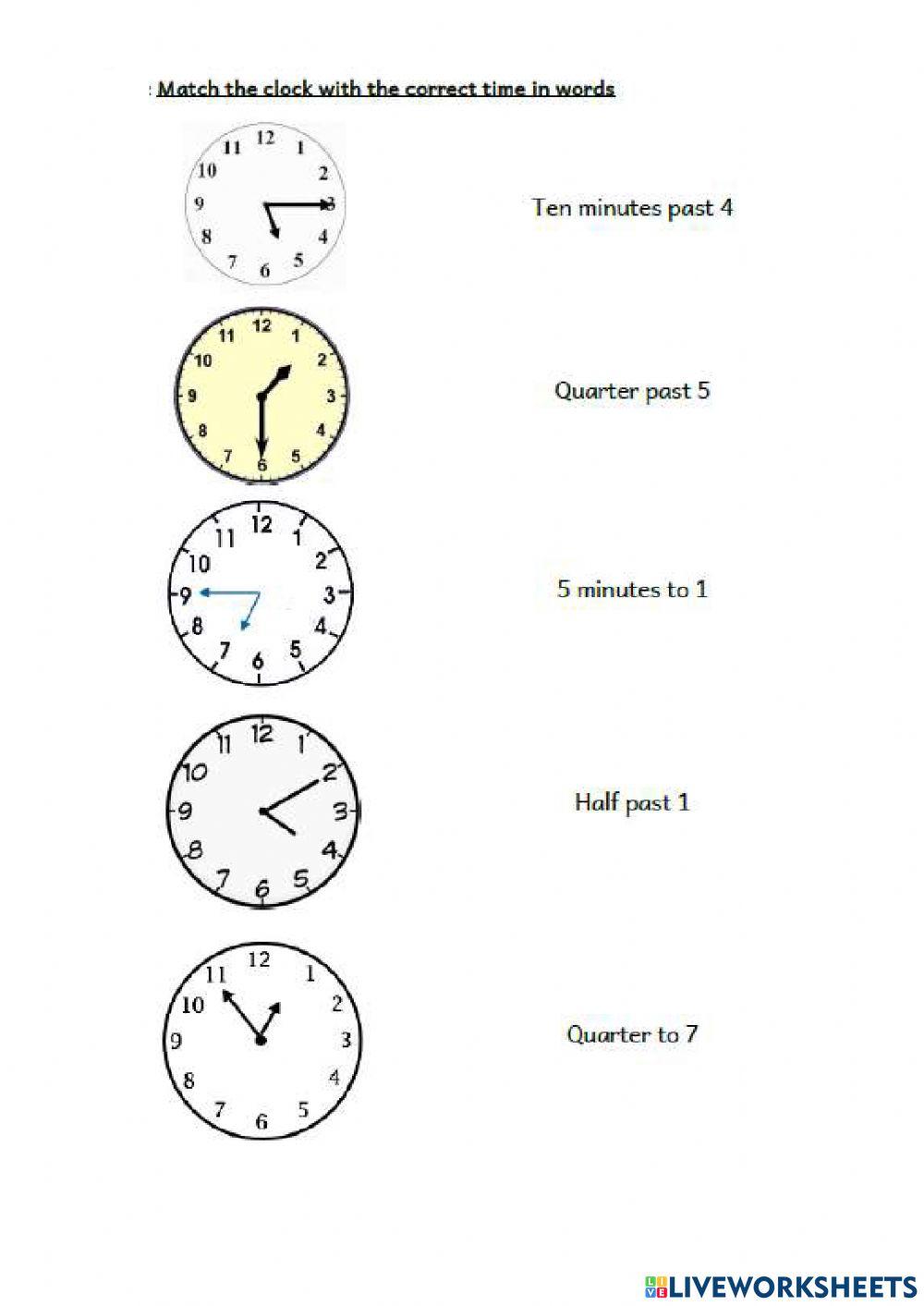 Time analogue | Free Interactive Worksheets | 2316357