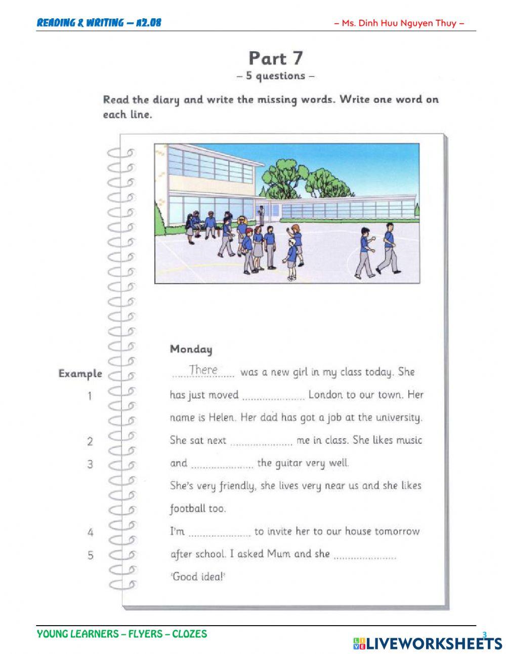 A2.08 - READING - WRITING - CLOZES worksheet | Live Worksheets