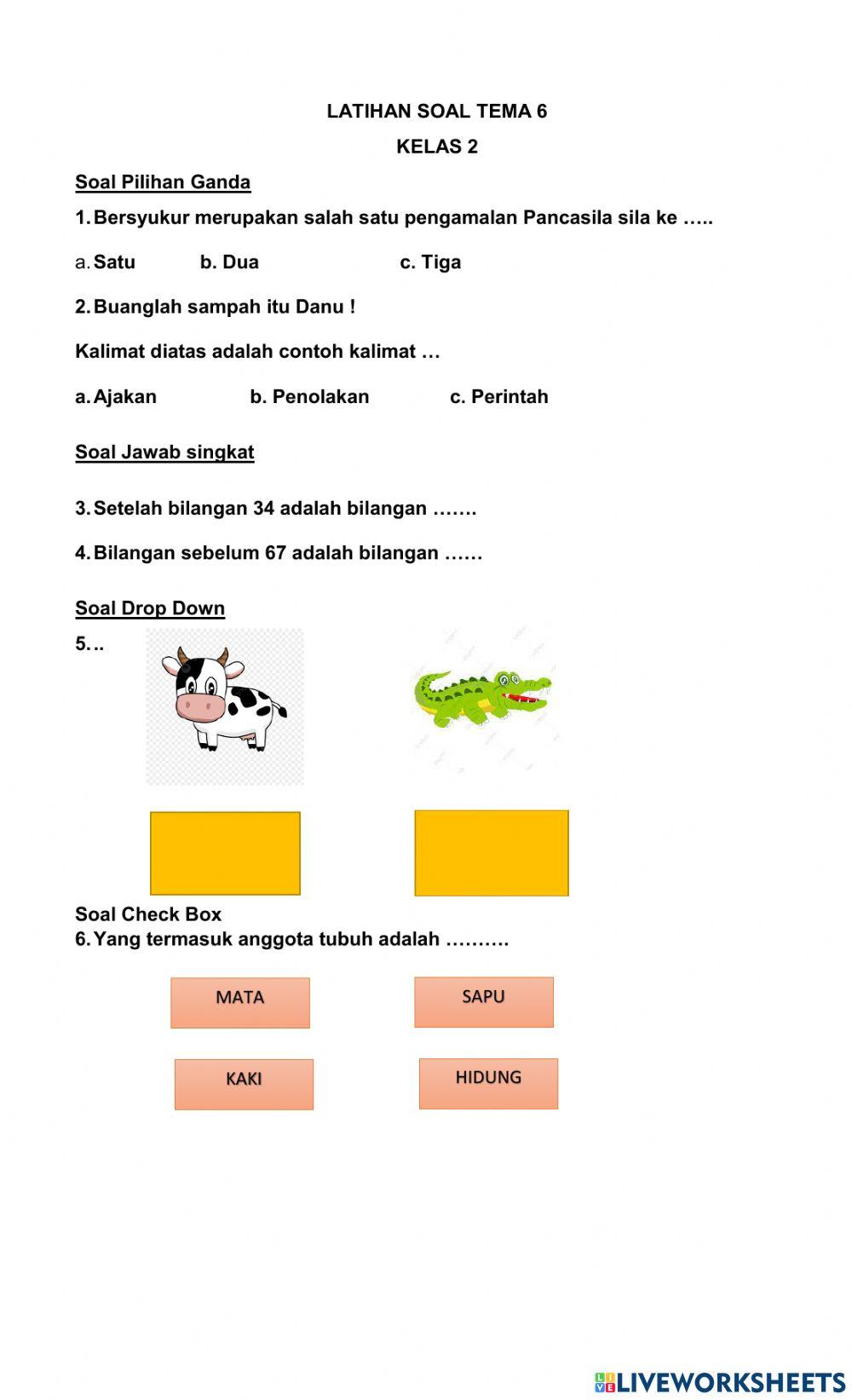 Soal online exercise for 2 | Live Worksheets
