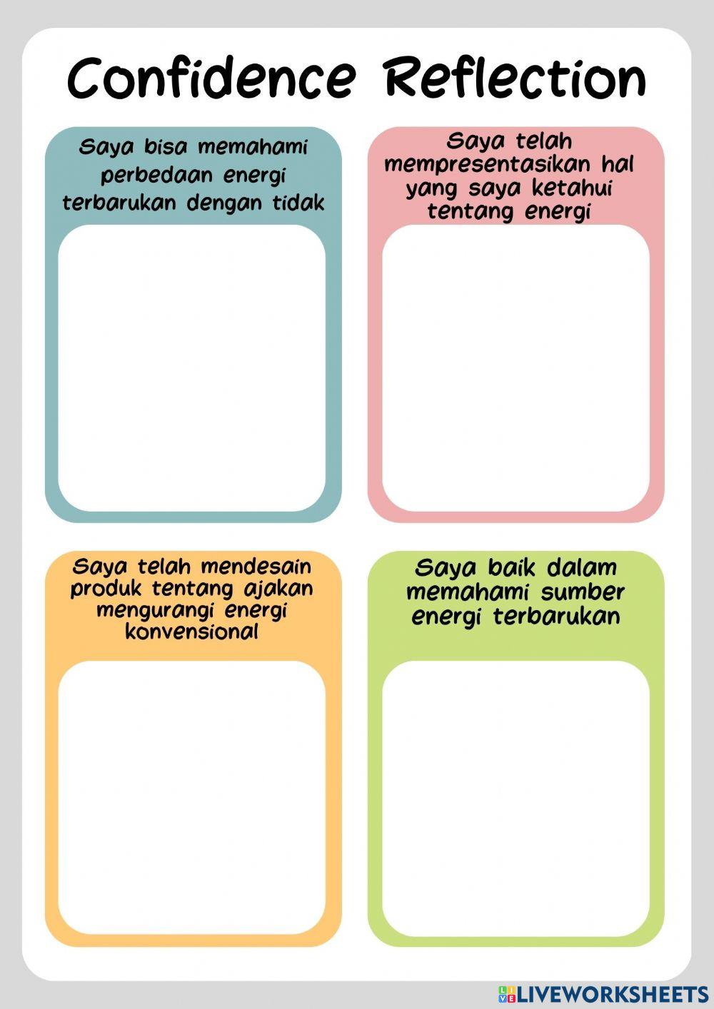 Refleksi Pada Materi Energi worksheet | Live Worksheets