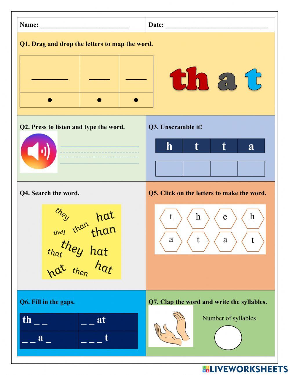 HFW - that | LiveWorksheets | 2316673