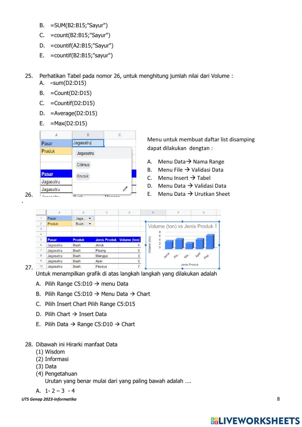 Informatika UTS Genap 2023 interactive worksheet | Live Worksheets