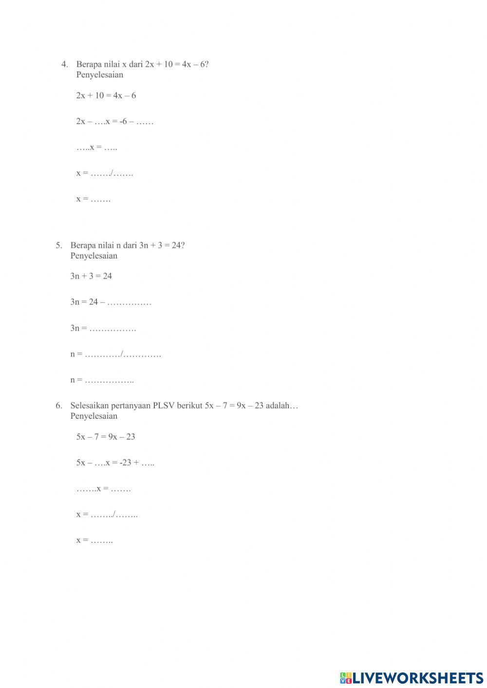 Plsv | Free Interactive Worksheets | 2317097