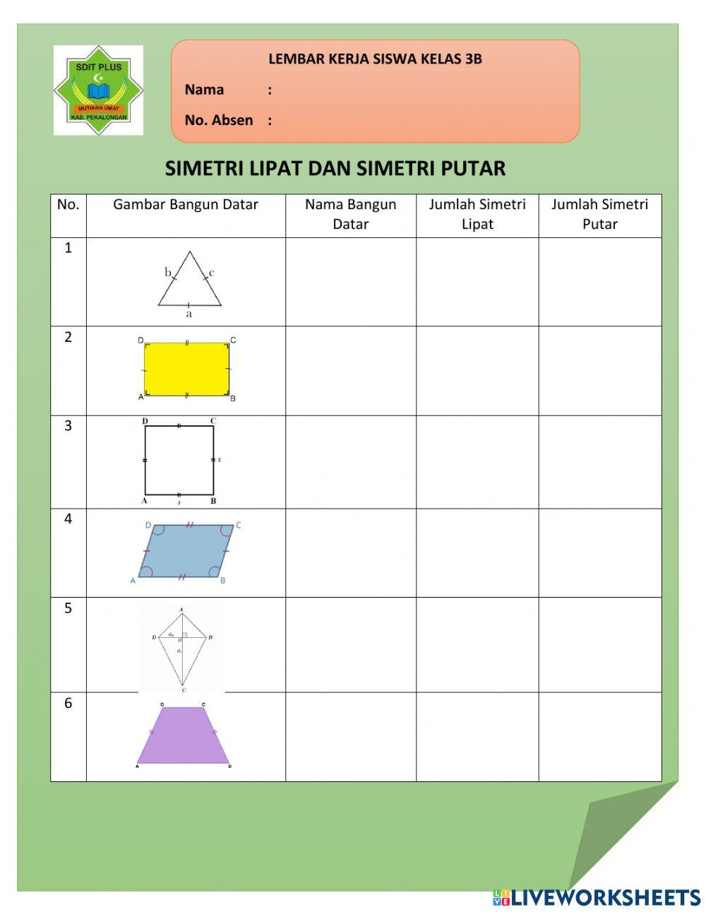 Kelas 3 Simetri… | Free Interactive Worksheets | 3670767
