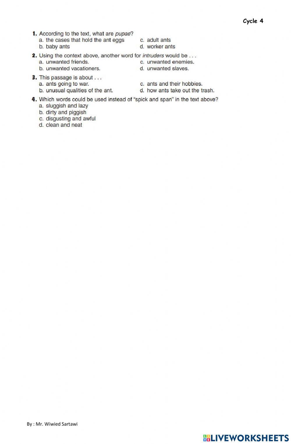 Reading Comp Cycle 4 2317153 | Wiwied Sartawi | Live