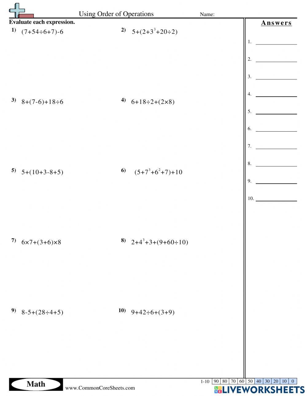 Grade 6 (T1W6-2… | Free Interactive Worksheets | 3670815