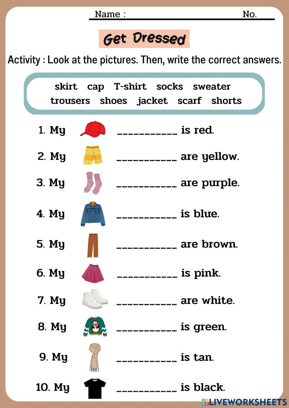 Get dressed interactive activity for Basic | Live Worksheets