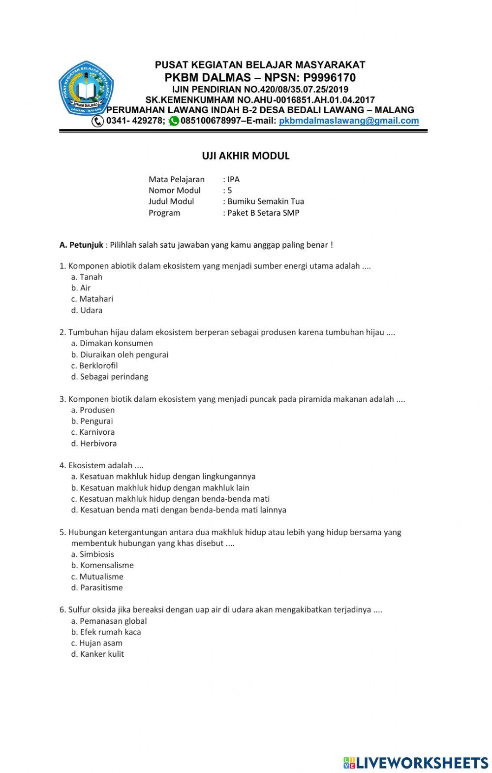 Tam 5 dalmas worksheet | Live Worksheets