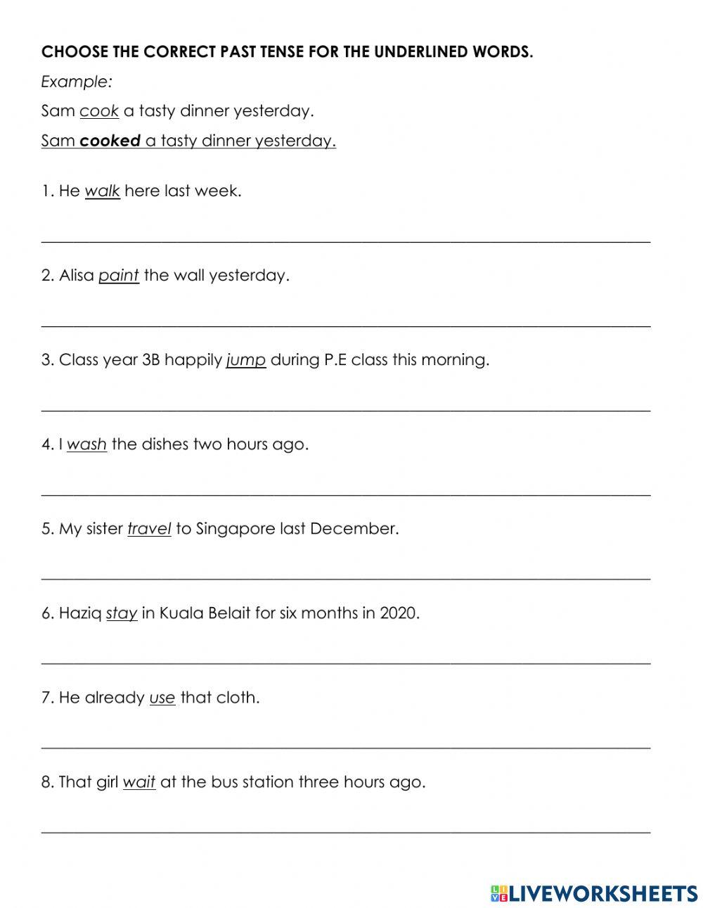 Past tenses online exercise for 3 | Live Worksheets