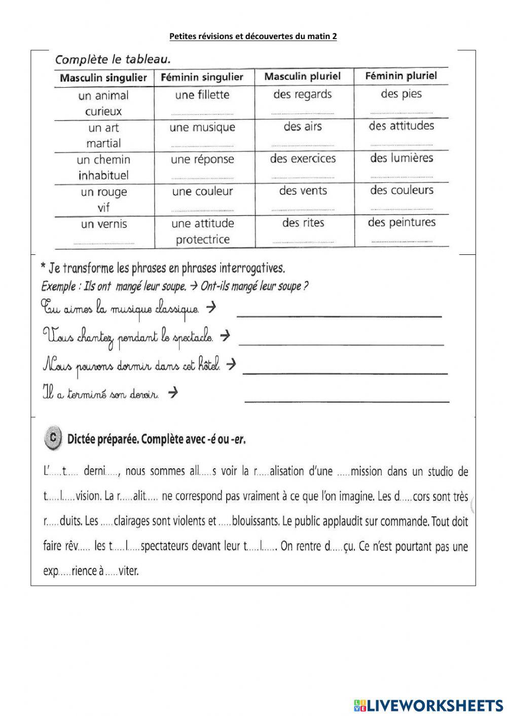 Révision CM2 - 2 worksheet | Live Worksheets