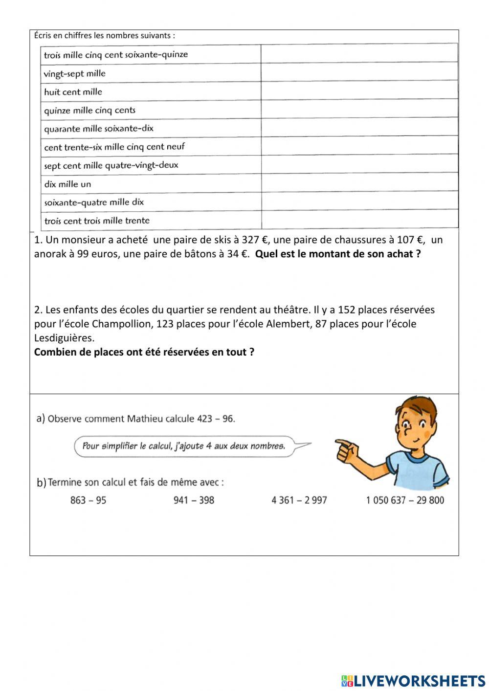 Révision CM2 - 2 worksheet | Live Worksheets